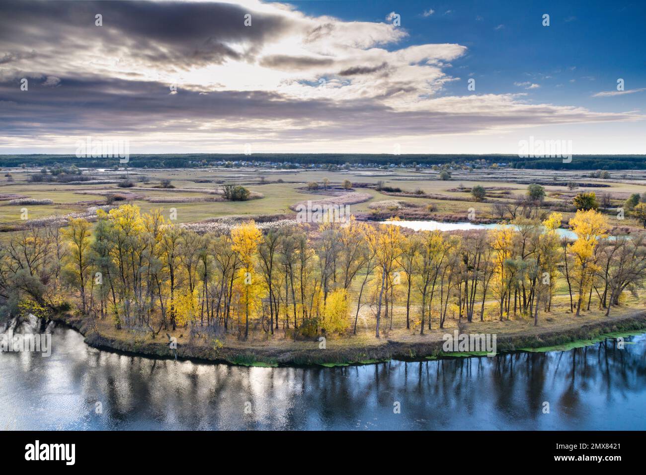 Autumn landscape - river valley of the Siverskyi (Seversky) Donets, the ...