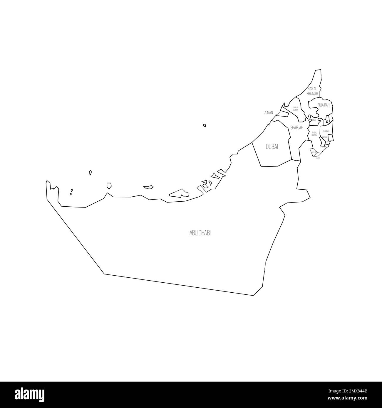 United Arab Emirates political map of administrative divisions Stock ...
