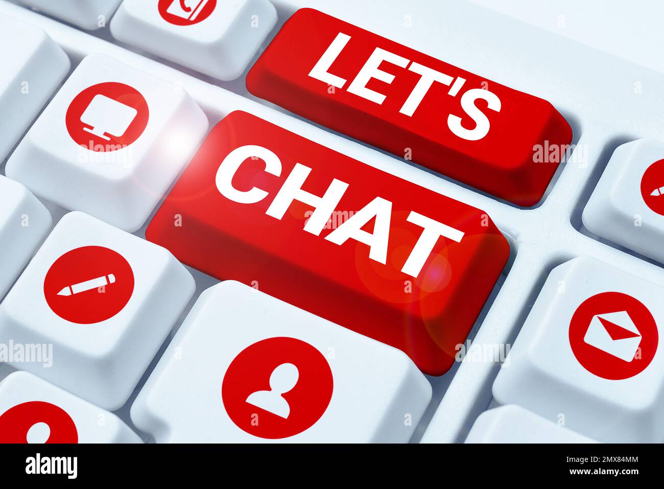 Hand writing sign LET'S CHAT. Internet Concept inviting the person to ...