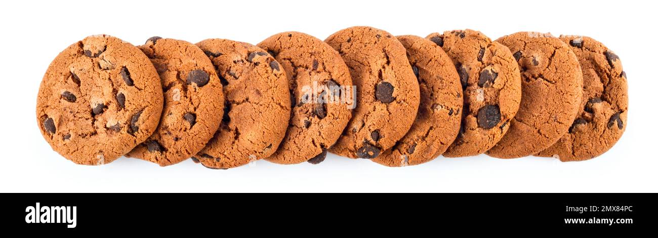 stack of chocolate chip cookies isolated on white background Stock ...