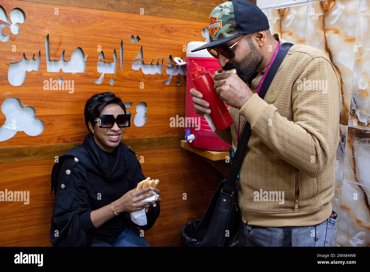 Tourists from gulf countries eat at a popular restaurant in Basra, Iraq ...