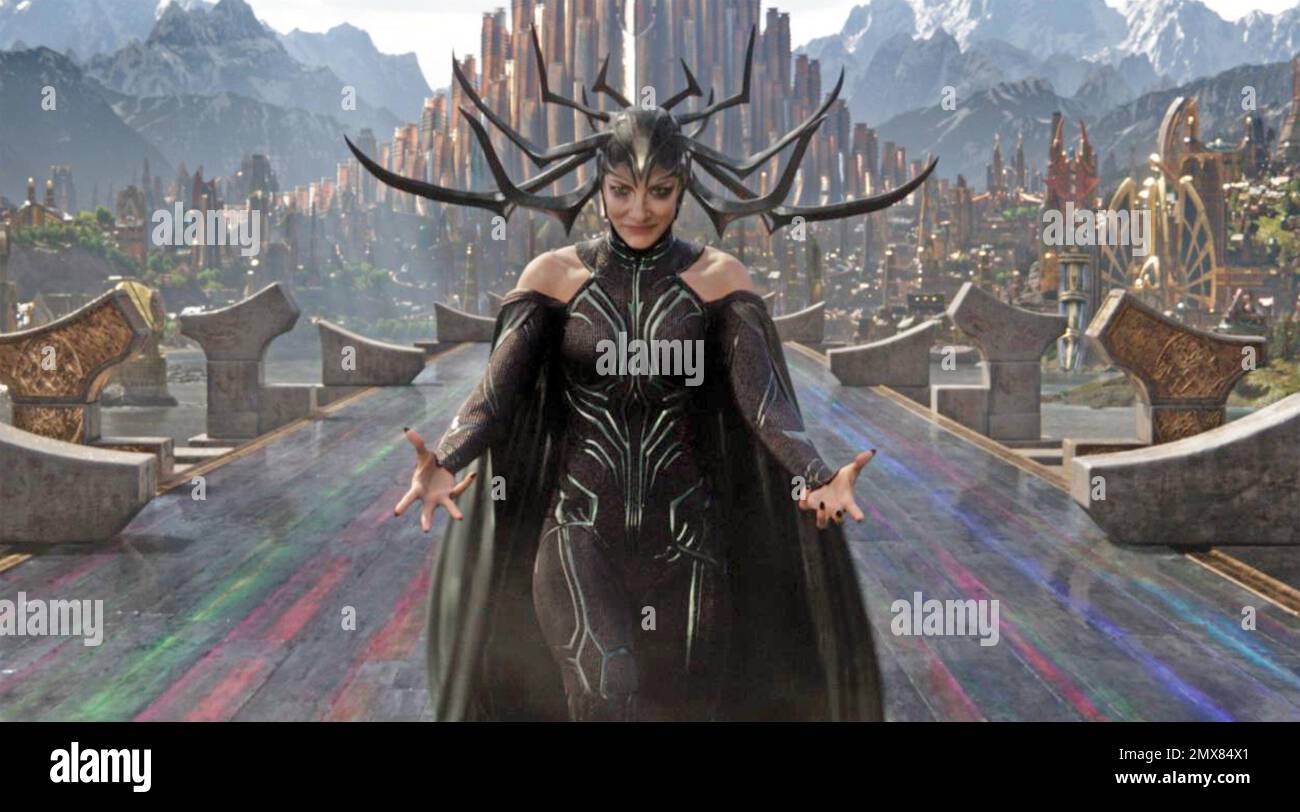 THOR; RAGNAROK 2017 Marvel Studios film with Cate Blanchett as Hela the goddess of death Stock ...