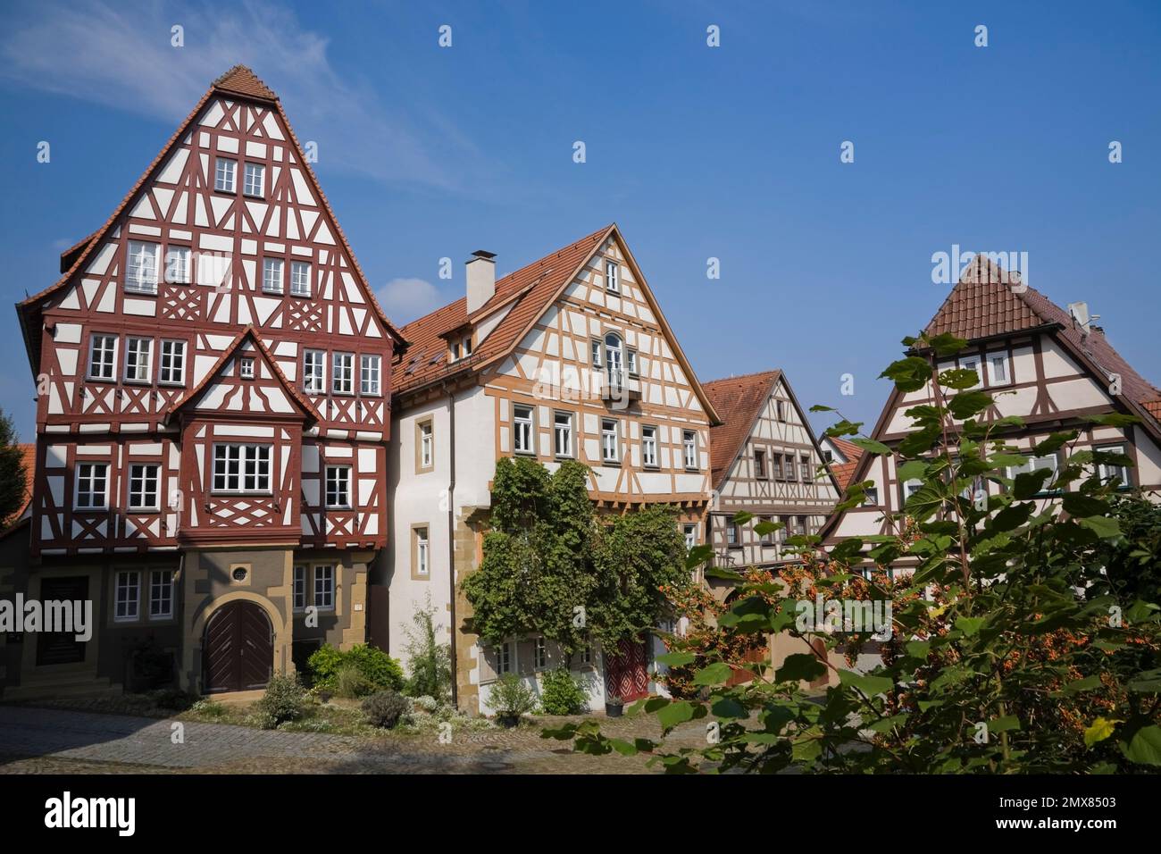 Half-timbered houses and apartment buildings in the town of Bad Wimpfen ...