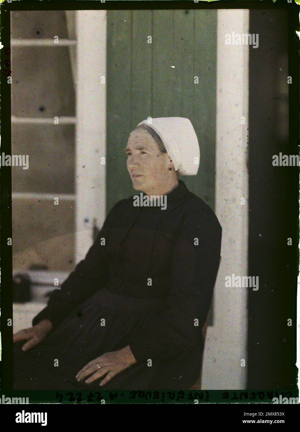 Ars-en-Ré, Ile-de-Ré, France Madame Gaudin with her traditional ...