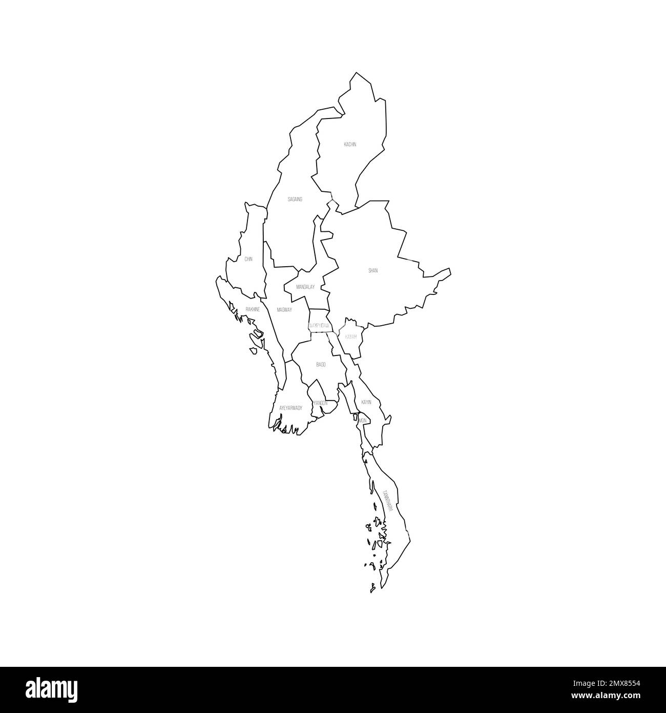 Myanmar political map of administrative divisions Stock Vector Image ...