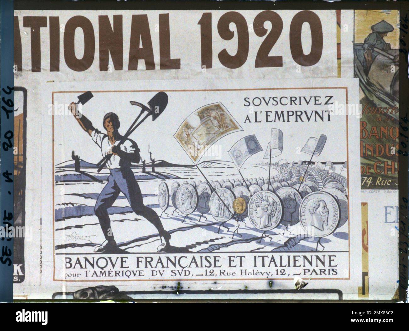 Paris, France posters of the national loan of 1920, French and Italian ...