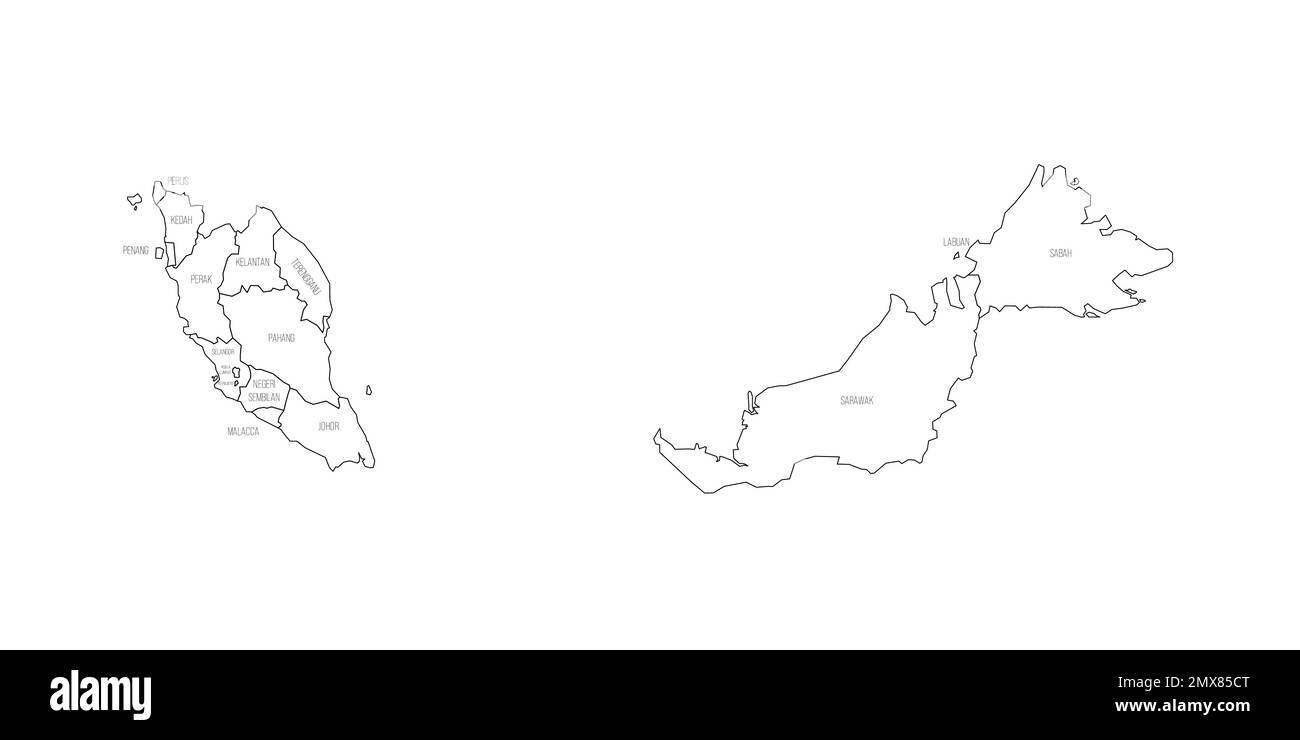 Malaysia political map of administrative divisions Stock Vector Image ...