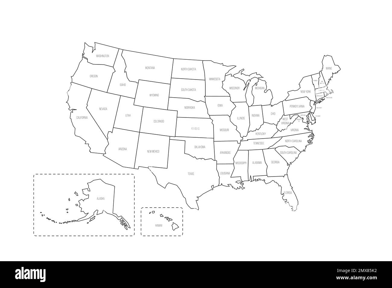 United States of America political map of administrative divisions ...