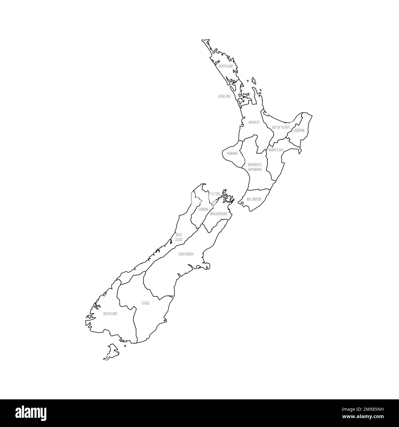 New Zealand political map of administrative divisions Stock Vector ...