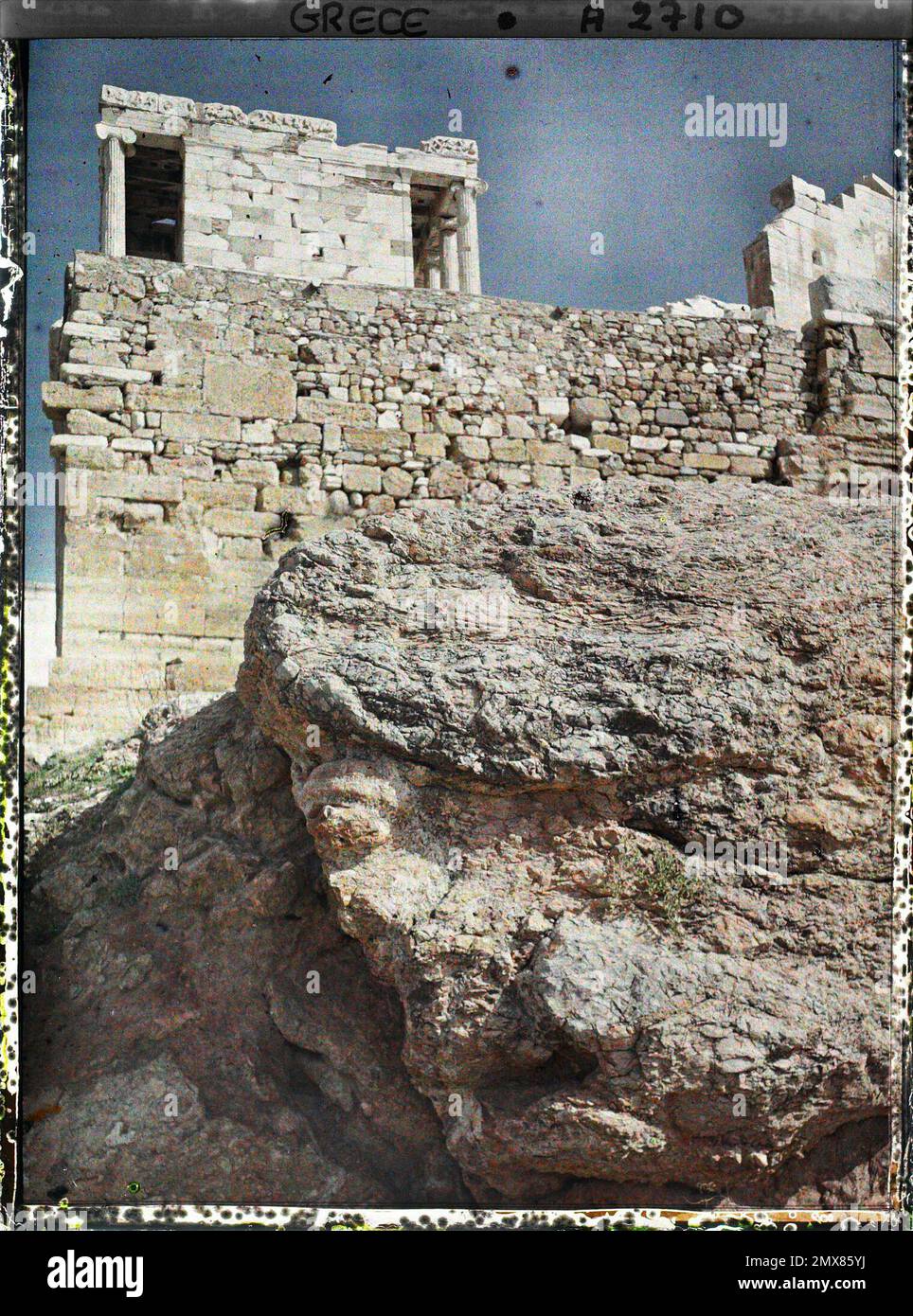 Athens, Greece the western end of the Acropolis with the temple of ...