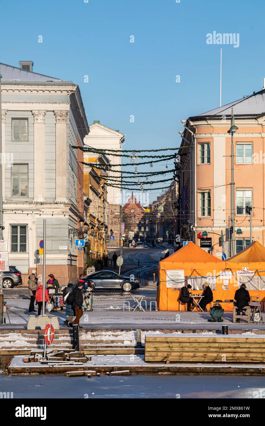 Katariinankatu behind Market Square in Helsinki, Finland Stock Photo ...