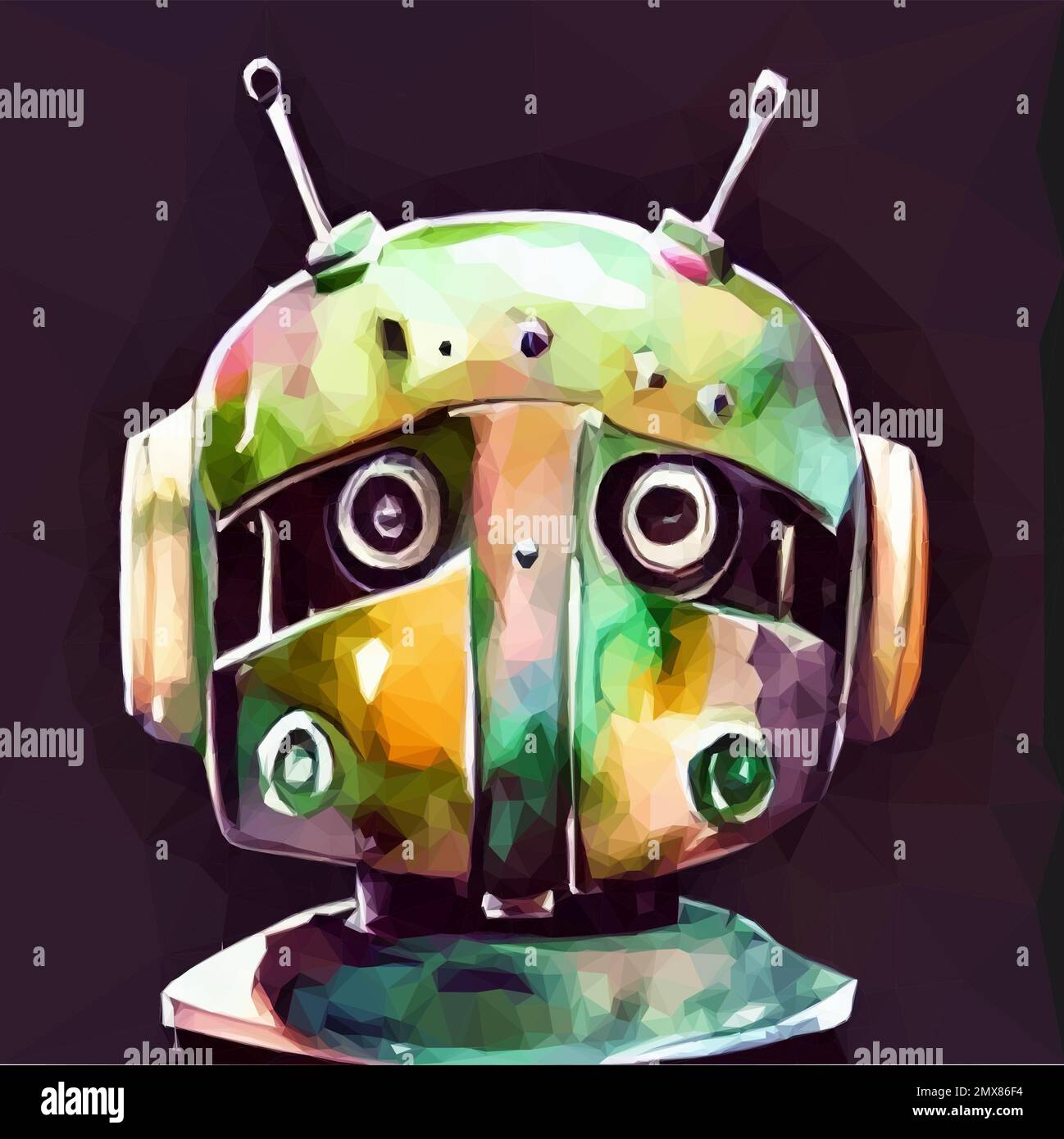 Watercolor tin robot head. The illustration vector is in Low Poly Style ...