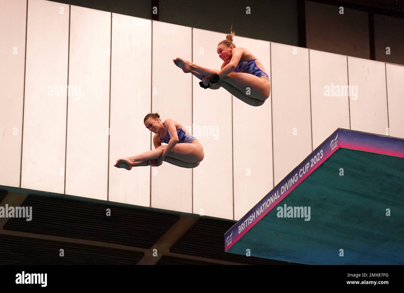Emily Martin (left) and Robyn Birch in action during the Women's 10m ...