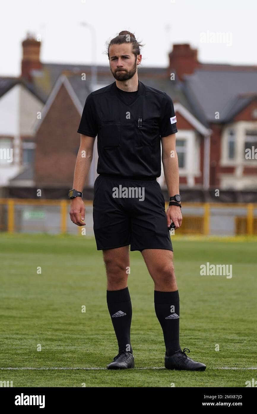 FA Wales football officials in action at Adran Leagues match Stock ...