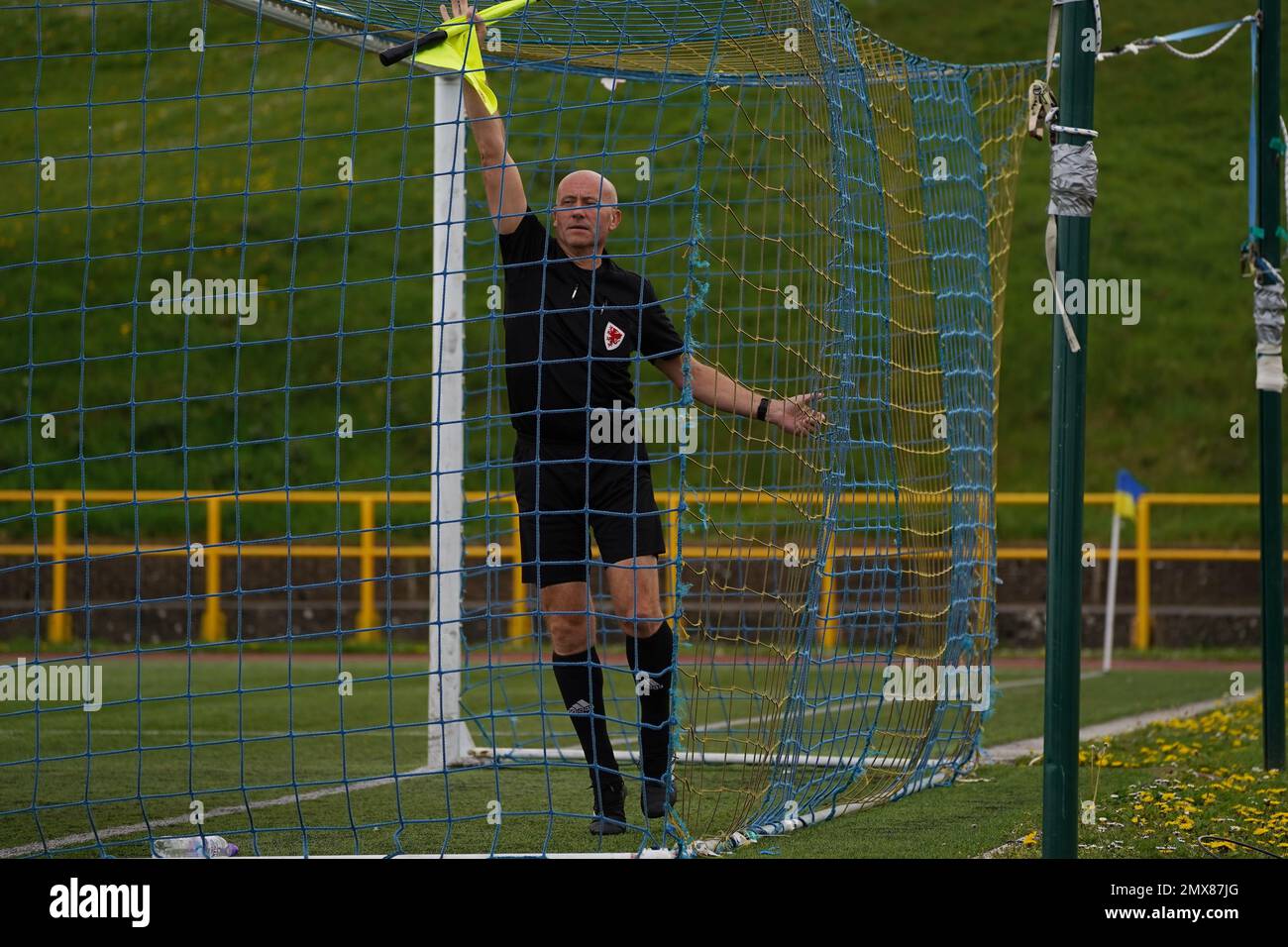 FA Wales football officials in action at Adran Leagues match Stock ...