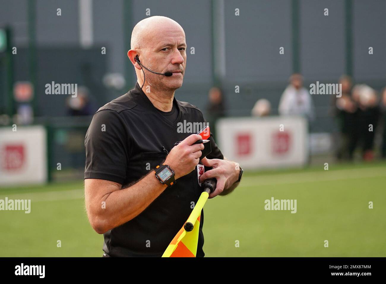FA Wales football officials in action at Adran Leagues match Stock ...