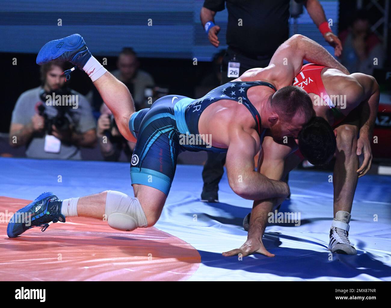 ZAGREB, CROATIA – FEBRUARY 02: Amirali Hamid Azarpira of Iran (red ...