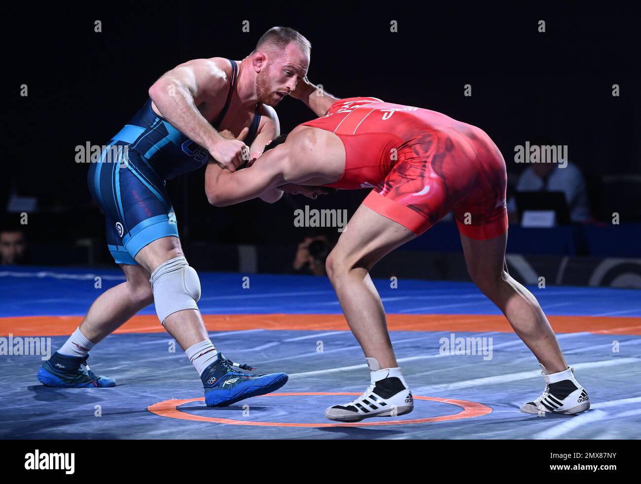 ZAGREB, CROATIA – FEBRUARY 02: Amirali Hamid Azarpira of Iran (red ...