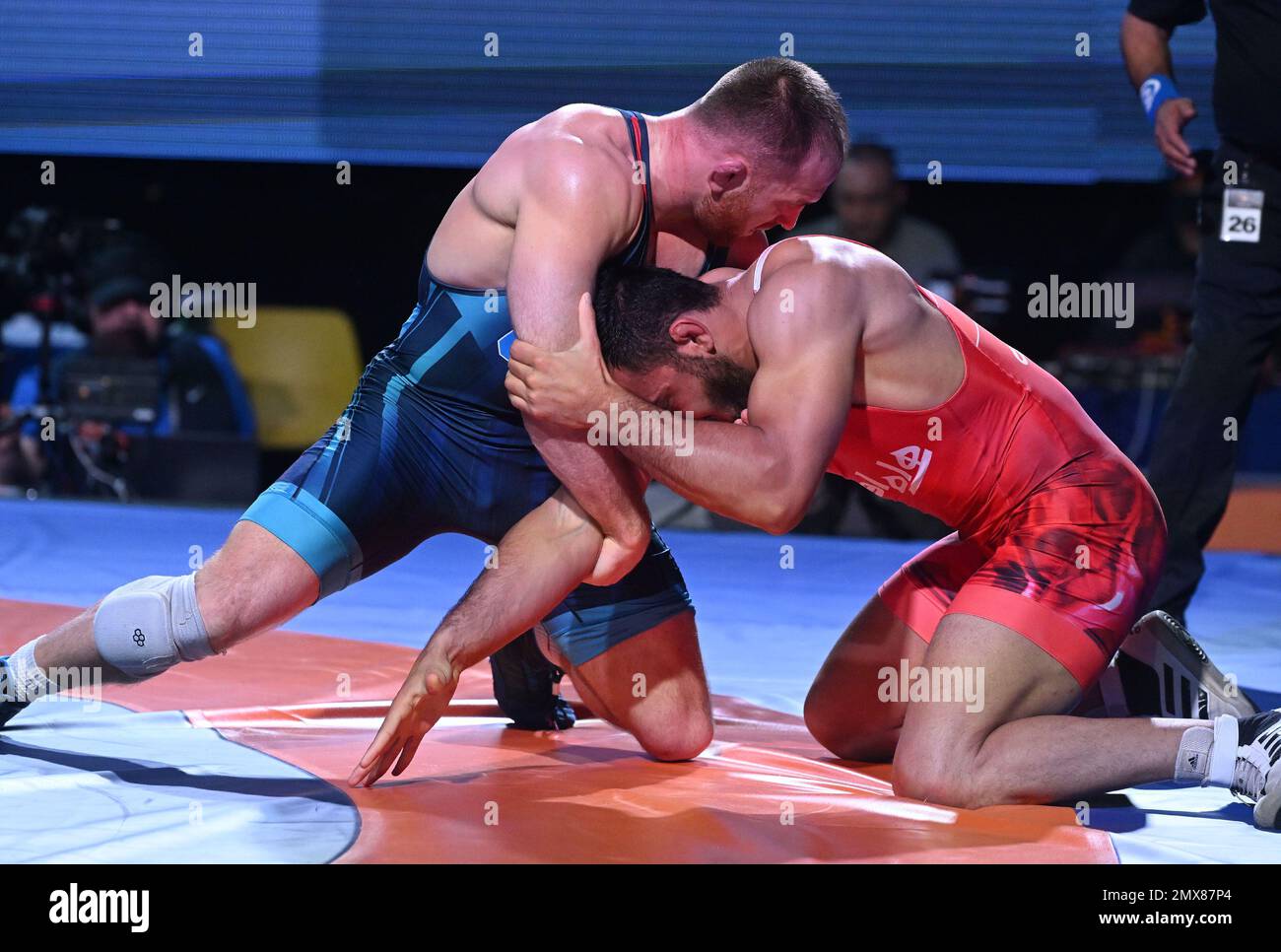 ZAGREB, CROATIA – FEBRUARY 02: Amirali Hamid Azarpira of Iran (red ...