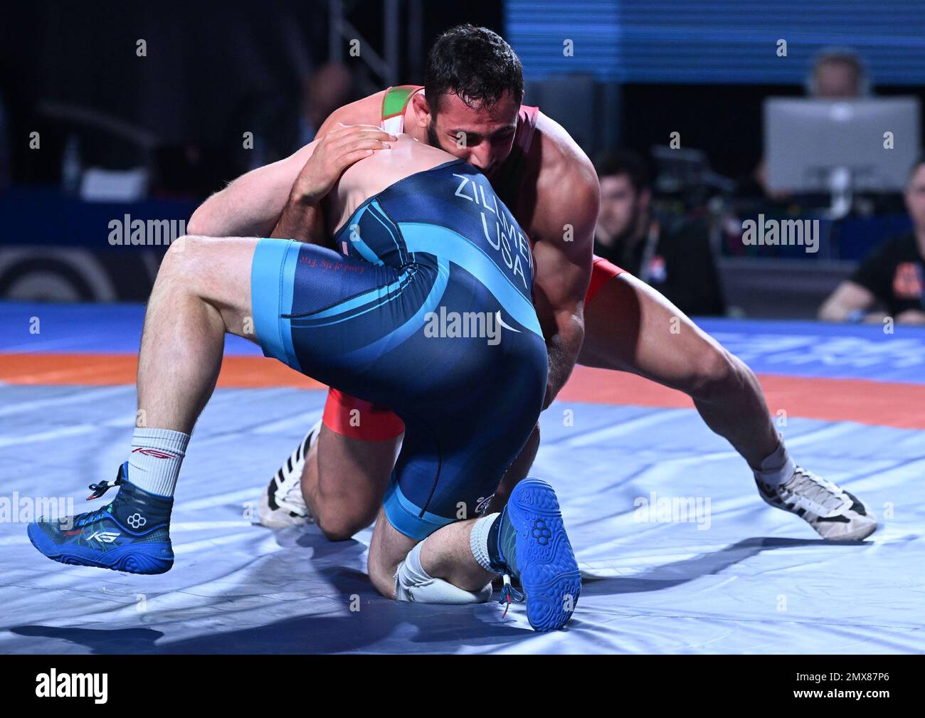 ZAGREB, CROATIA – FEBRUARY 02: Amirali Hamid Azarpira of Iran (red ...