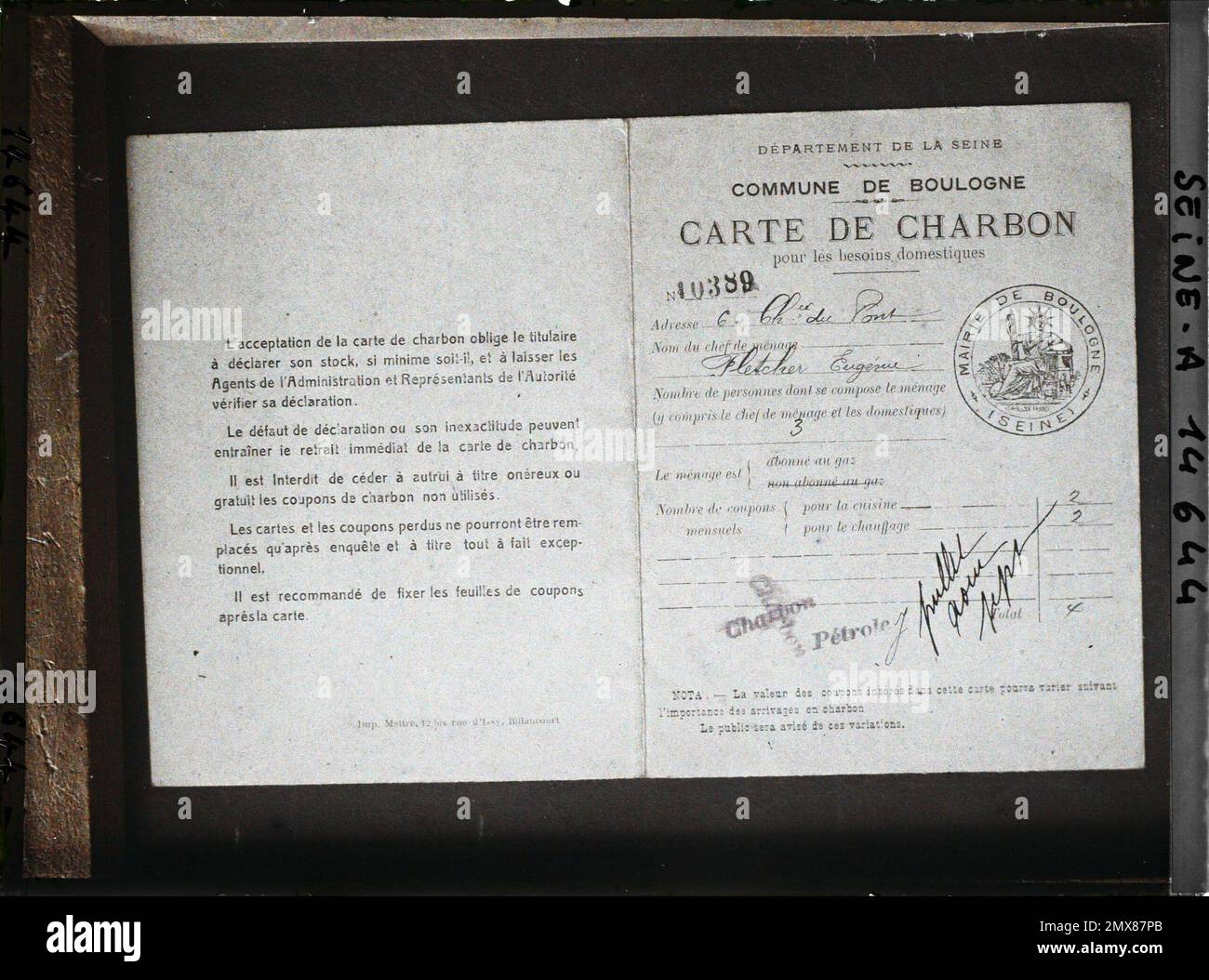 Boulogne, France coal card Stock Photo - Alamy