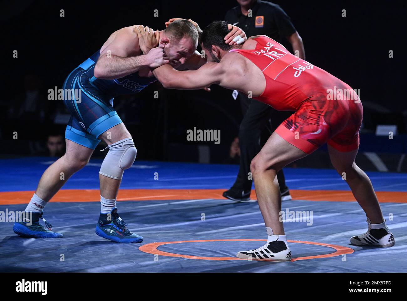 ZAGREB, CROATIA – FEBRUARY 02: Amirali Hamid Azarpira of Iran (red ...