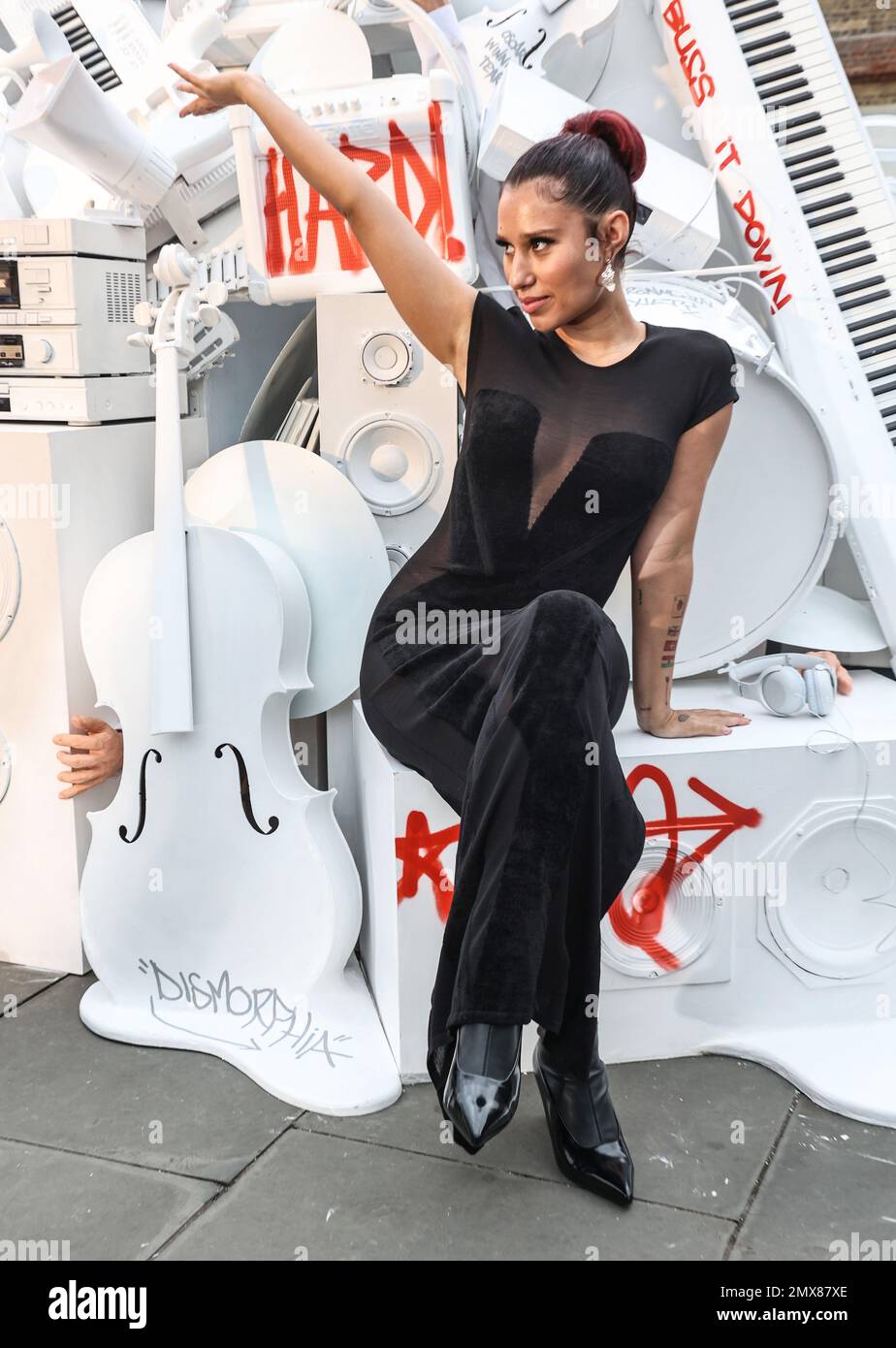 London, UK. 02nd Feb, 2023. British singer Raye attends a photocall in ...