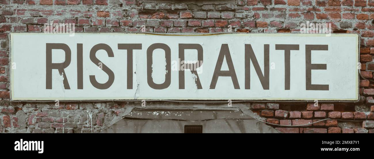 Old vintage restaurant sign in Italy - Concept of retro, traditional ...