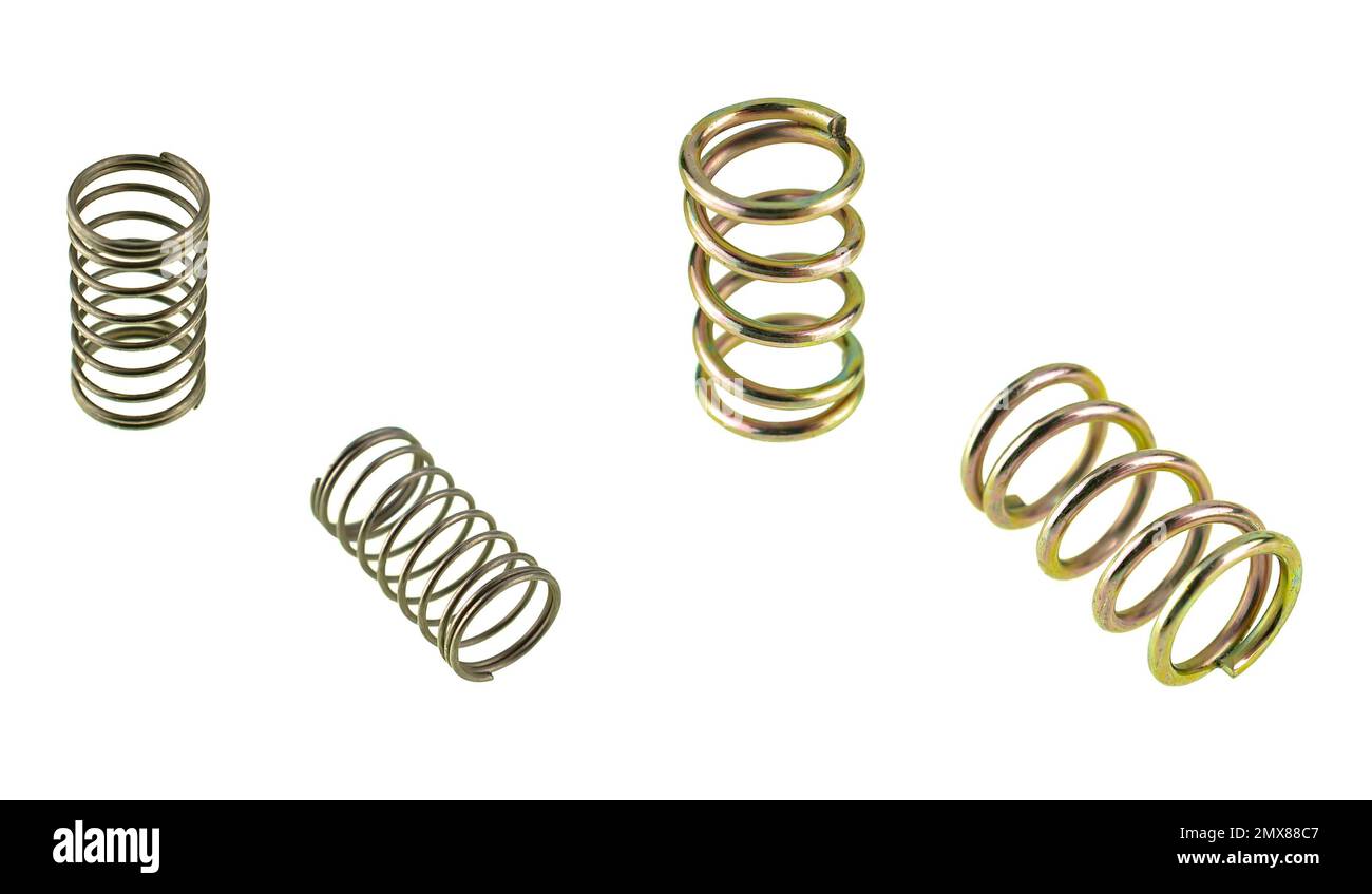 metal spring, isolated on white background collage Stock Photo - Alamy