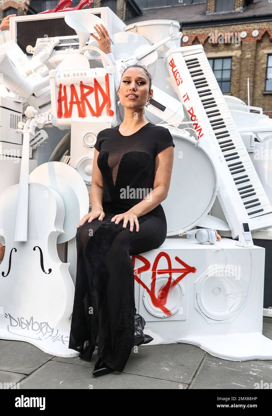 London, UK. 02nd Feb, 2023. British singer Raye attends a photocall in ...
