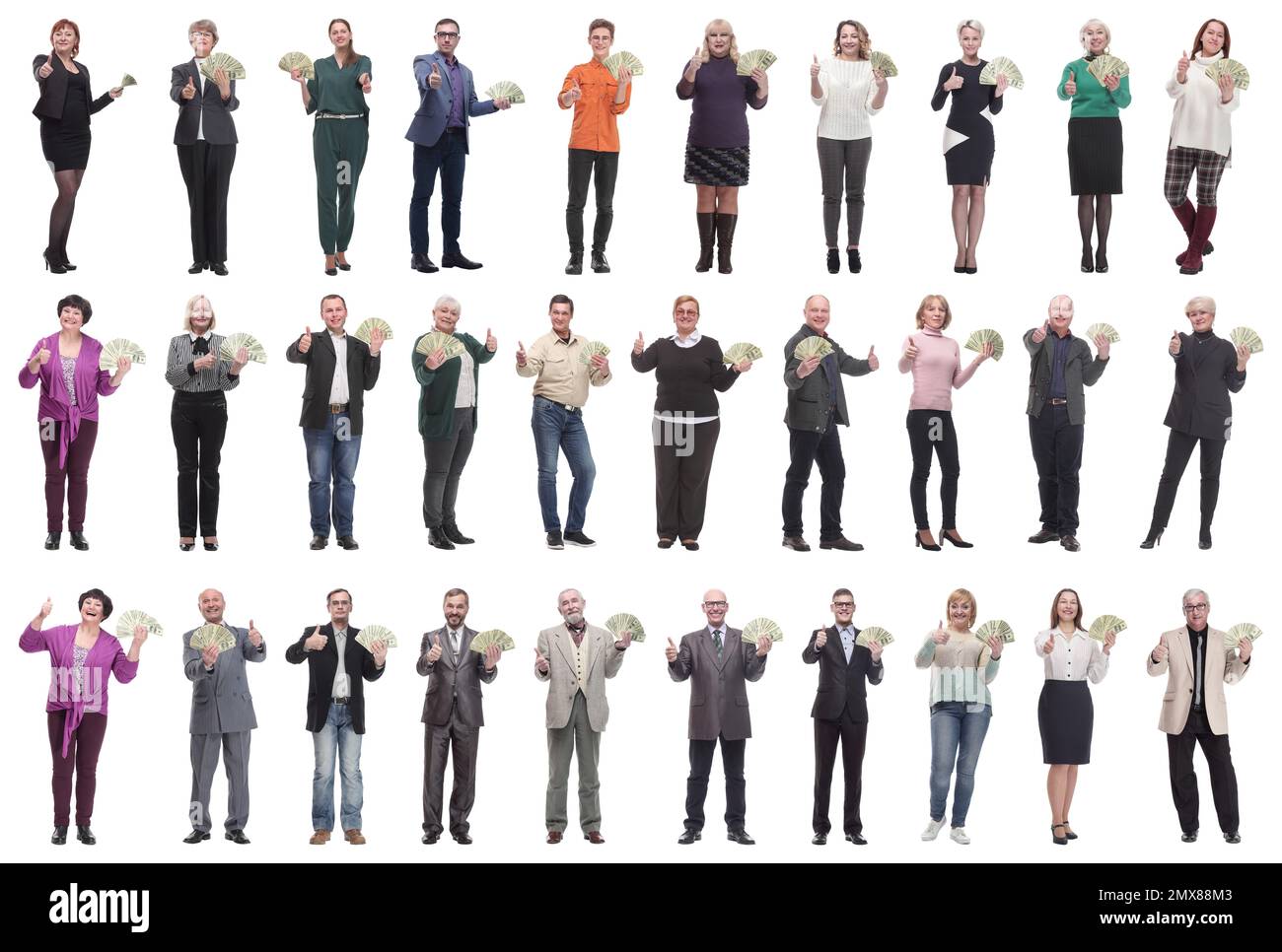 group of successful people with money in their hands Stock Photo - Alamy