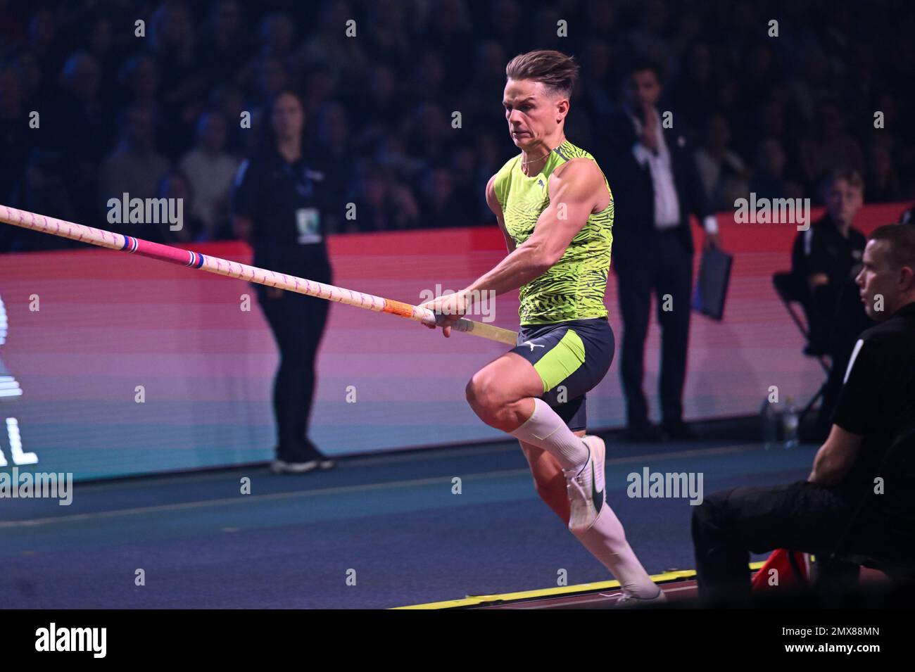 Uppsala, Sweden, on Feb. 02, 2023, Thibaut Collet of France in action ...