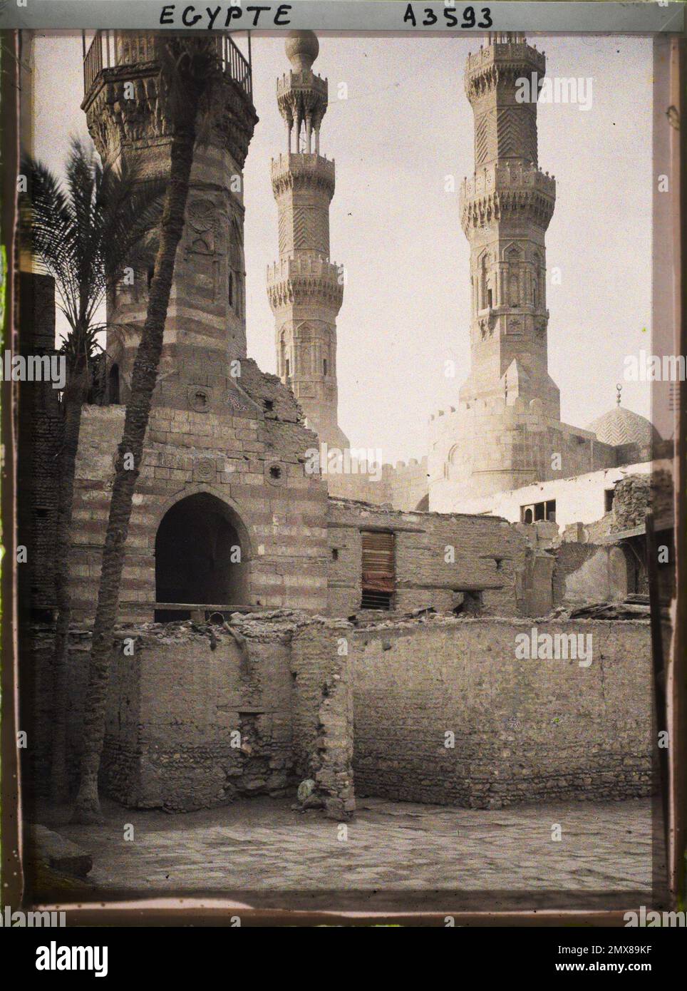 Cairo, Egypt, Minaret Africa of the Mosque of Sultan Muayyad and view ...