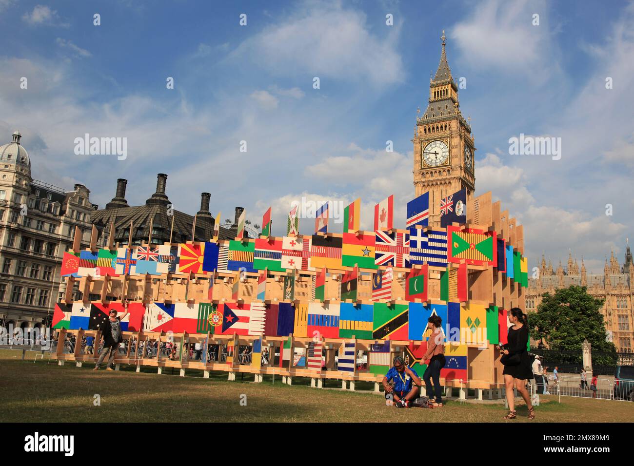 2012 London Olympics nations flags and Big Ben, London, United Kingdom ...