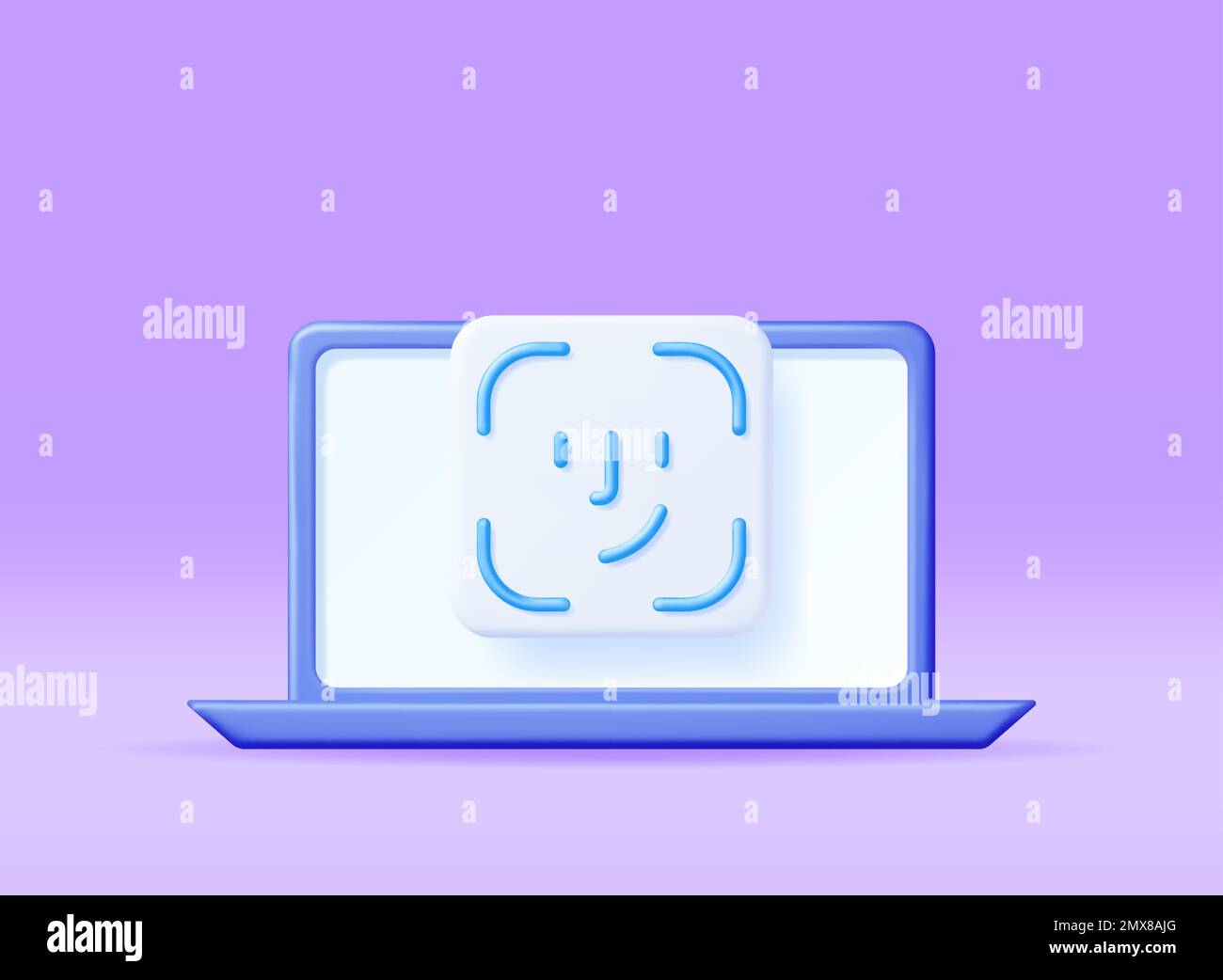 3D Face Recognition Icon on Laptop Stock Vector Image & Art - Alamy
