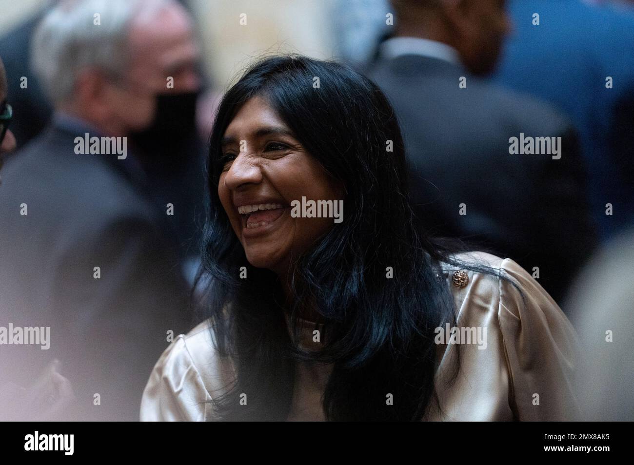 Maryland Lt. Gov. Aruna Miller arrives ahead of Gov. Wes Moore's first ...