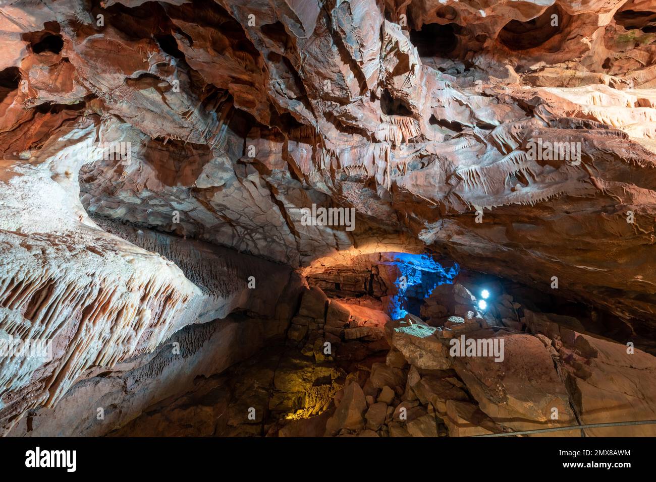 Rock formations in Goughs Cave in Cheddar in Somerset Stock Photo - Alamy