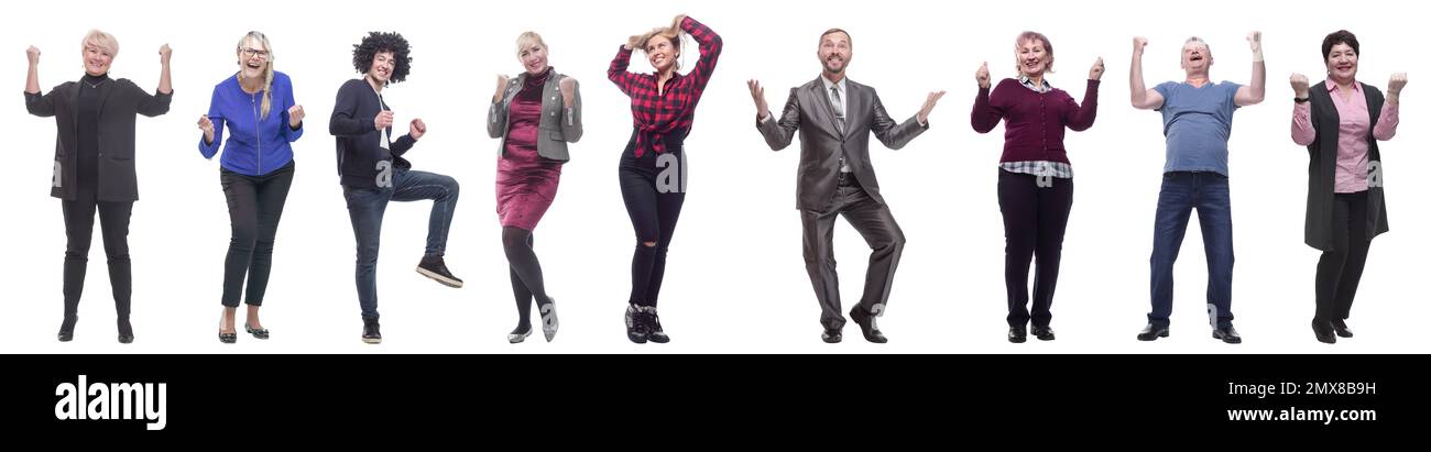 collage of people joyful energetic full length isolated Stock Photo - Alamy