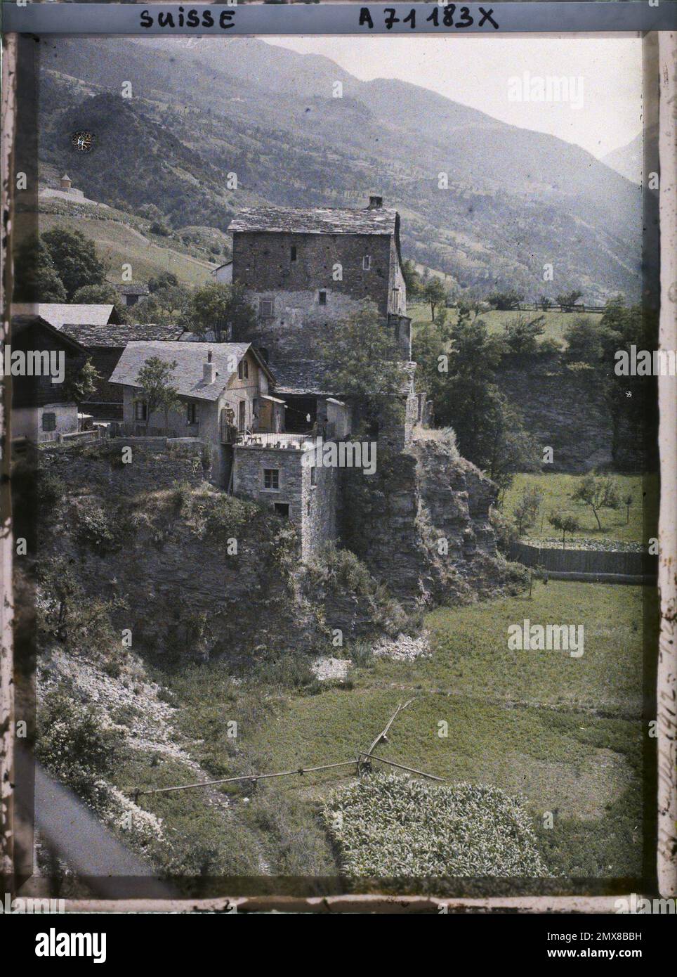 Visp, Swiss the Viège valley from the terrace of the Saint-Martin ...