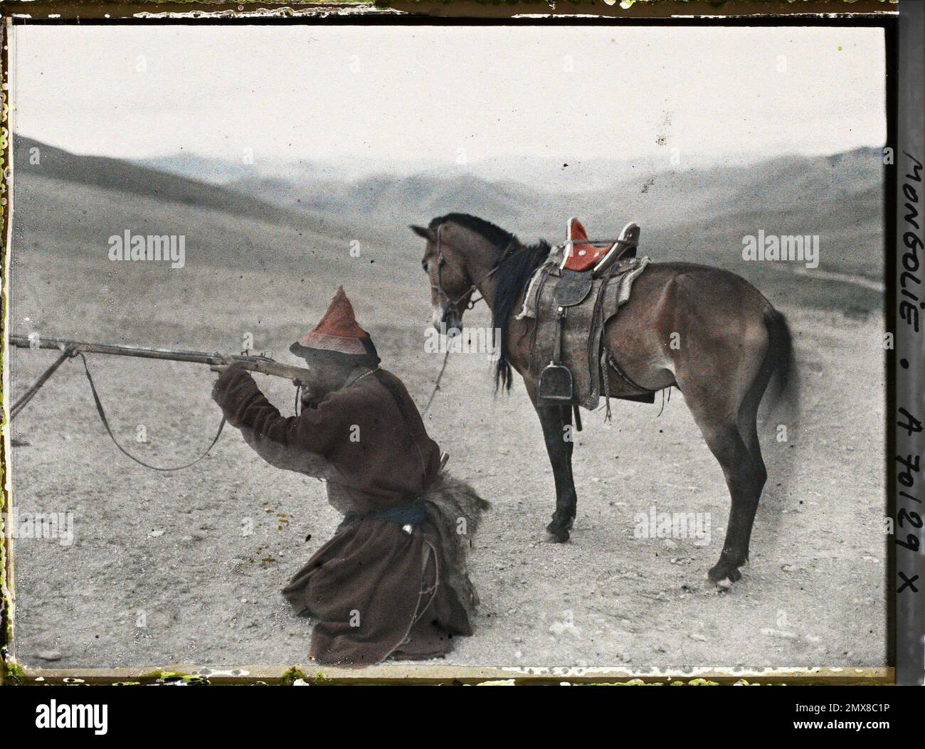 Around Ourga, Mongolia Mongoli Hunter descended from horse ...