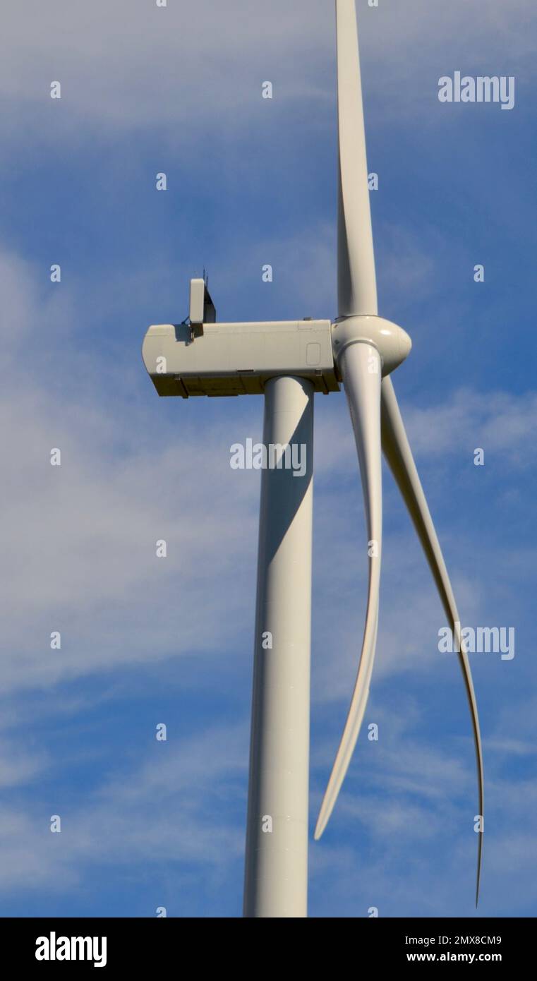 Wind turbine technology in closeup showing motor technology and rotor ...