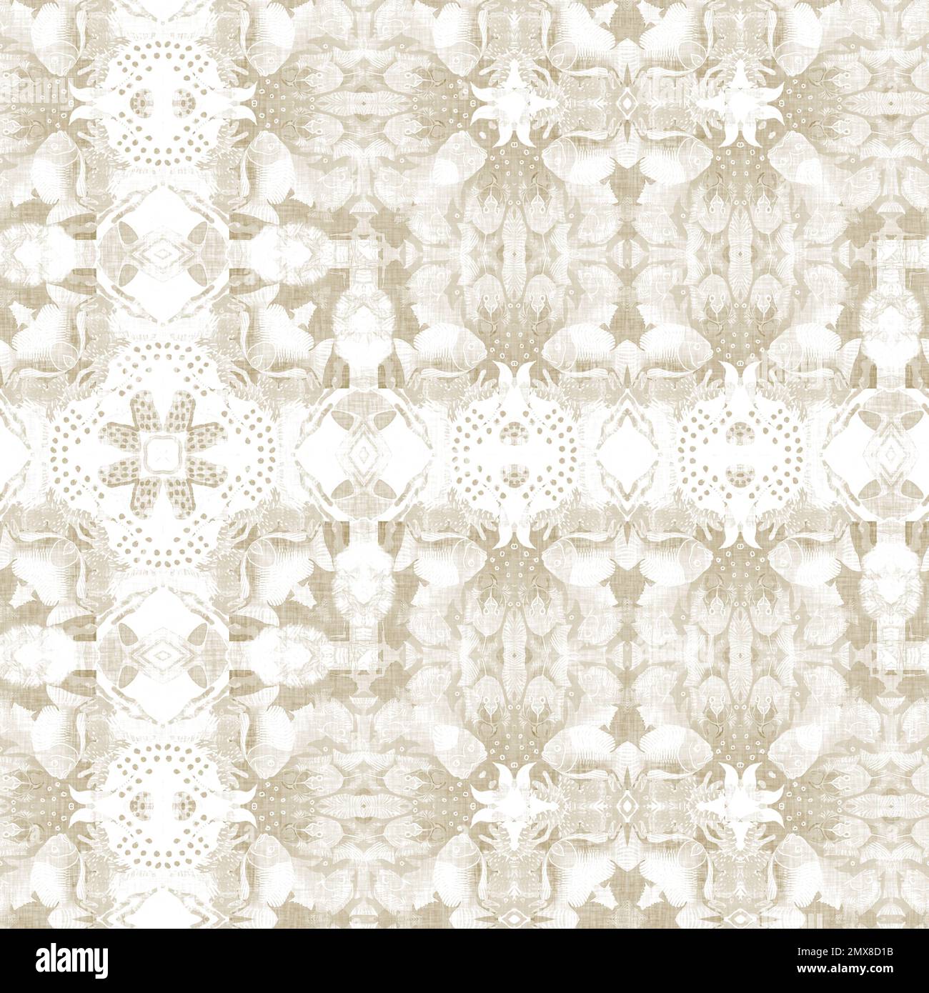 Ecru natural linen effect patterned coastal geo background. Seamless ...