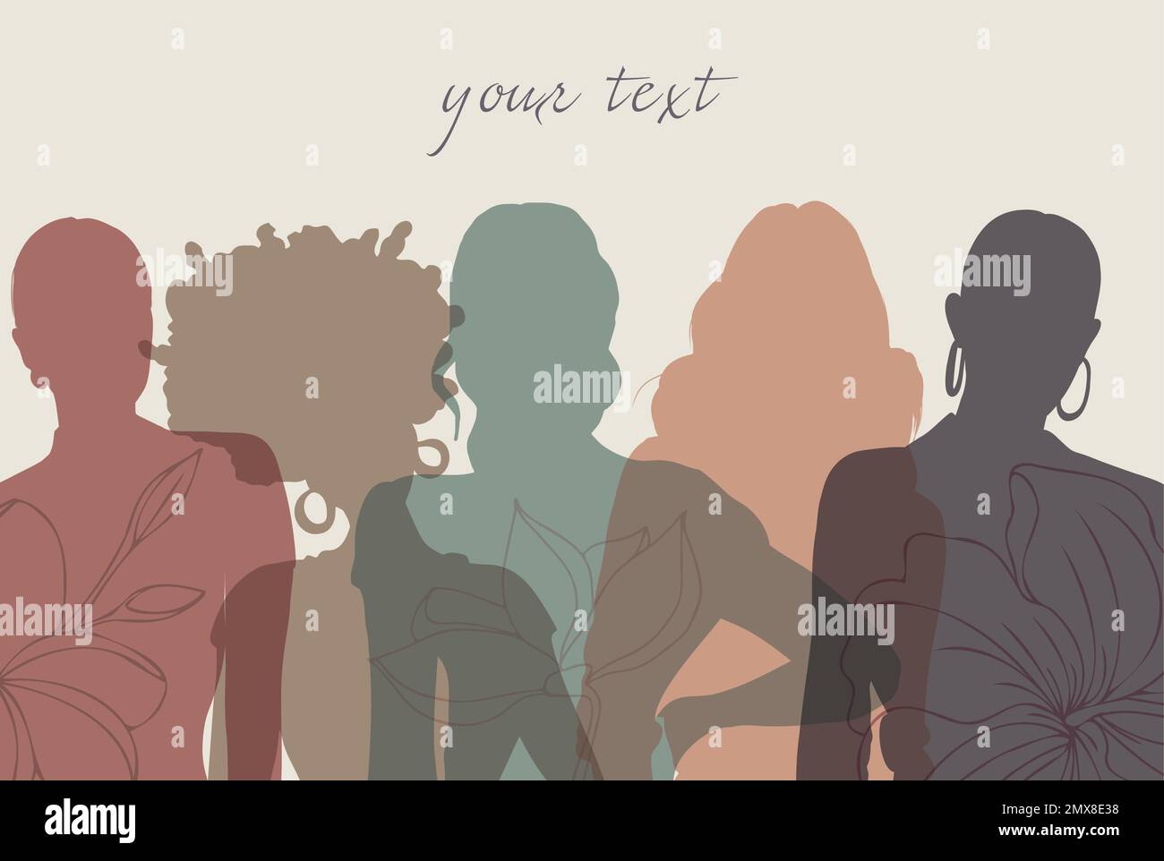 Multicultural diversity women and girls - portrait front view ...