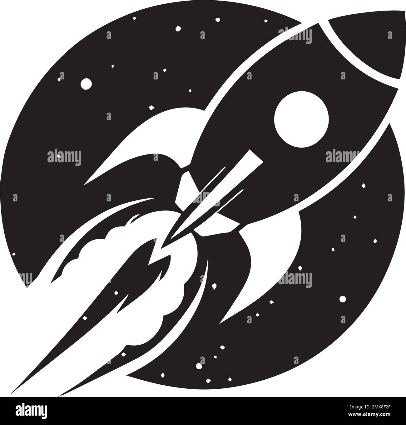 Flat black and white logo rocket Stock Vector Image & Art - Alamy