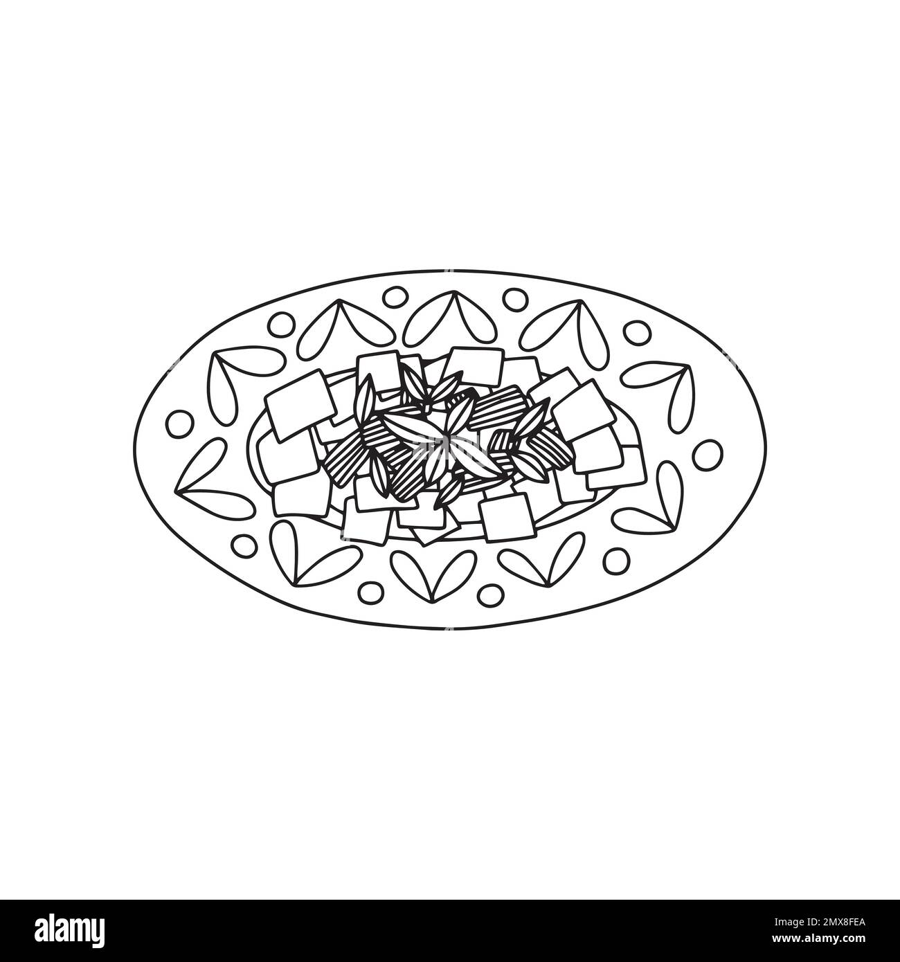 Vector beshbarmak hand drawn kazakh dish Stock Vector Image & Art - Alamy