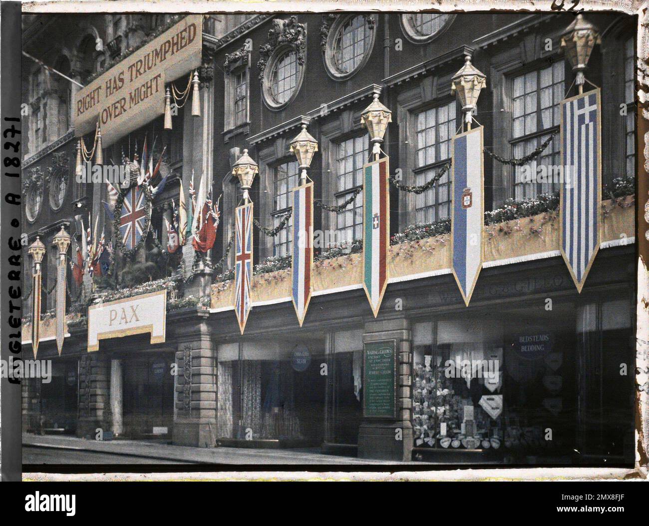 London, England The Waring & Gillow store decorated on Oxford Street on ...