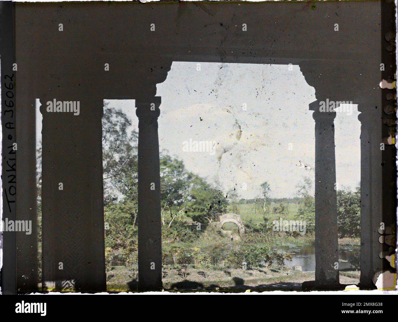 Tonkin, Indochina A landscape seen from the interior of the funerary ...