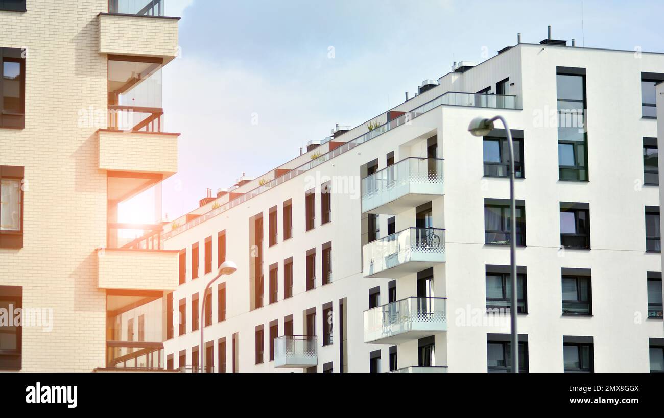 Apartments in residential complex. Housing structure at modern house ...