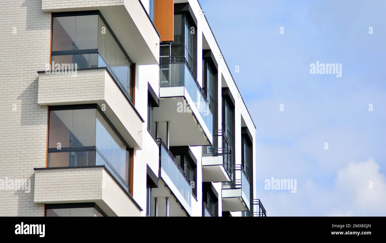 Apartments in residential complex. Housing structure at modern house ...