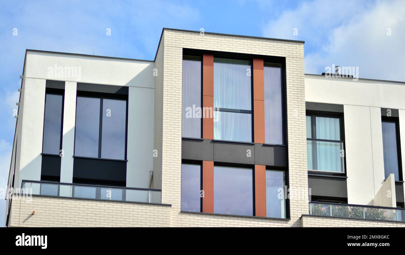 Apartments in residential complex. Housing structure at modern house ...